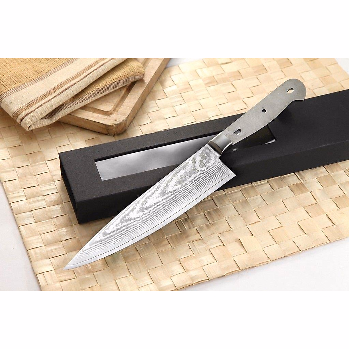 KATSURA Woodworking Project Kit - 7.5-inch Chef's Knife Blank - Japanese VG-10-67 Layers Damascus Steel - NO LOGO
