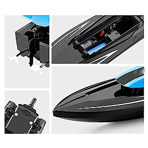 Jeanoko RC Boat, Powerful 4CH LED Light RC Boats Toy High Speed with Remote Control for Lakes