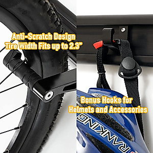 CyclingDeal Bike Wall Mount Rack - Adjustable Indoor Outdoor Storage Vertical Cycling Hook Hanger Organiser - Safe & Secure for Storing MTB Road Bicycles in Garage or Home - Upgraded 6 Bikes