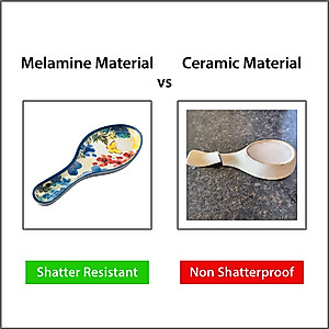 UPware Melamine Spoon Rest Spoon Holder Kitchen Utensil Holders 9.625 Inch for Kitchen Counter Dining Table (Butterfly Floral)