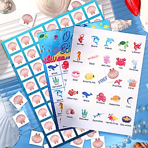 Liliful Ocean Animal Bingo Game Cards for Kids 24 Sea Bingo Cards Ocean Theme Game for Under The Sea Party Favors Supplies Children Party School Classroom