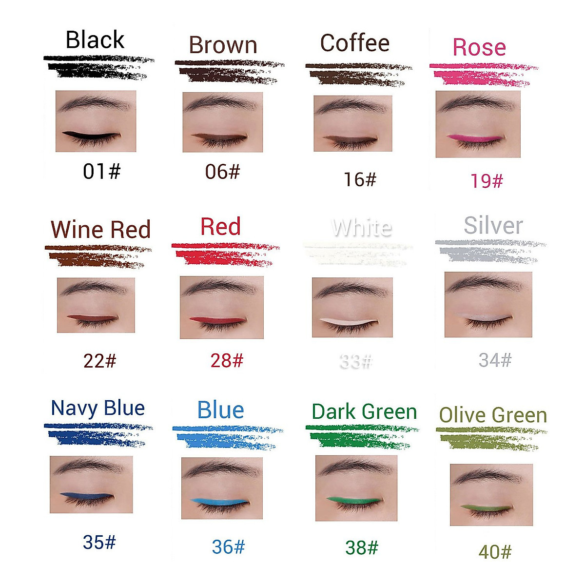 DC-BEAUTIFUL 12Pcs Lot Set 12 Colors Eyeliner Pencil Waterproof Eyebrow Pencil Cosmetics with a Pencil Sharpener