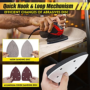 TUSGOR 5 Pack Mouse Detail Sanding Interface Pad Hook and Loop - Triangle Sanding Pads with 5 Holes Foam Interface - Mouse Sander Sandpaper Backing Pad for Flexibility & Balancing Sanding Pressure