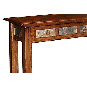 Leick Home 10059 Rustic Slate Tile Hall Console Sofa Table with Shelf, Rustic Oak
