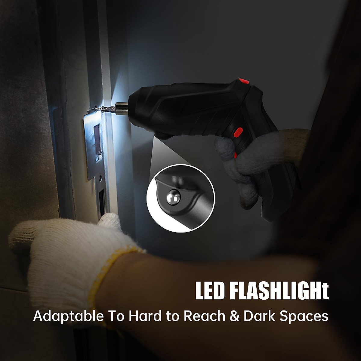 Rechargeable Electric Screwdriver Portable Set, 3.6V with 47pcs Cordless Accessories, Dual Position Handle and LED Headlight