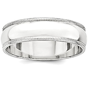 IceCarats 925 Sterling Silver 6mm Half Round Milgrain Plain Classic Wedding Band Ring Size 7.5