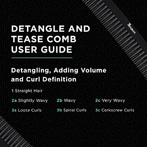 Jack Dean by Denman (Black) Curl Volumiser Comb for Separating, Styling, Defining, Enhancing & Boosting Curls (D12)