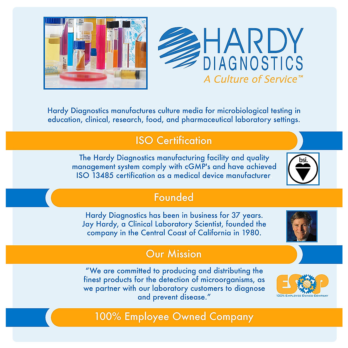 Hardy Diagnostics - U71 Tryptic Soy Broth (TSB), USP, 100 Milliliter Fill, 180 Milliliter Wide Mouth Polycarbonate Jar, Order by the Package of 12, by