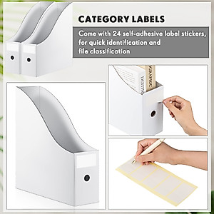 Thenshop 12 Pieces Cardboard Magazine File Holder 12 x 12 Paper Storage Organizer Scrapbook Paper Document File Box for Students Teacher Desk Office Organization (White)