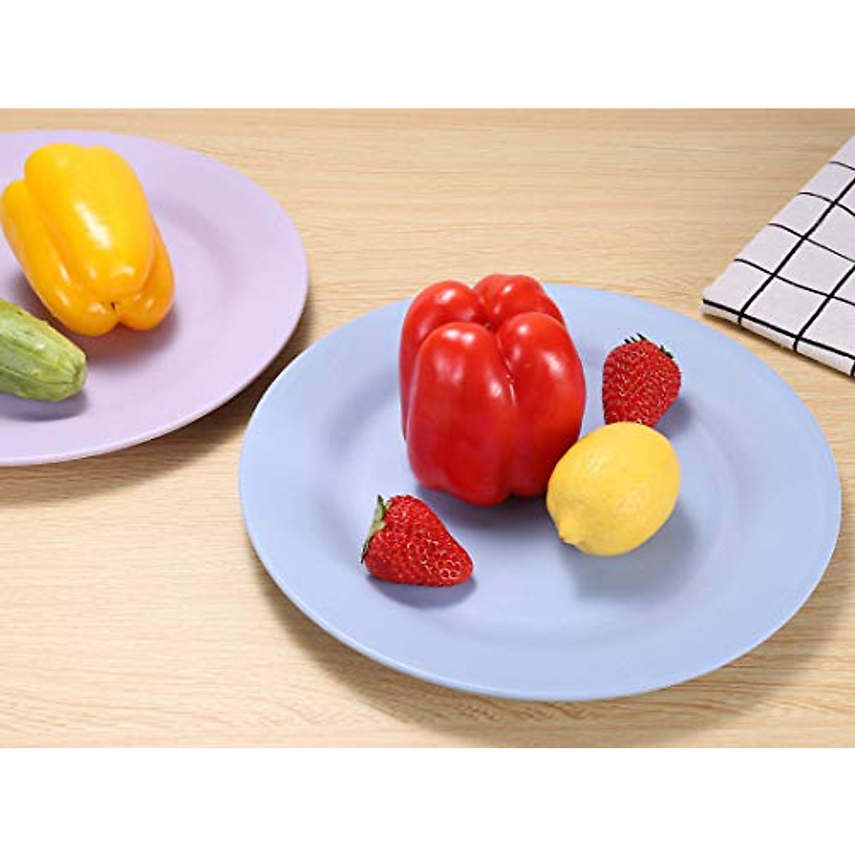 LuckyZone 11inch/5pcs Wheat Straw Plates - Reusable & Unbreakable Plate - Dishwasher & Microwave Safe - Perfect for Dinner Dishes - Healthy, Lightweight, BPA Free & Eco-Friendly (5 colors)