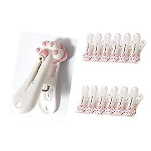 Clothespins Plastic Clothes Pins Heavy Duty Outdoor for Hanging Clothes, Traceless Clothes Pegs, chip Clips, Plastic Sealing Clip, Snack Bags Clips with Cute Cat Claw Pattern