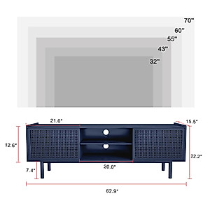 ORRD TV Stand for TVs Up to 70 Inch, Accent Iron Rattan Storage Cabinet Television Stands Entertainment Media Center Console Table with Sliding Barn Door and Adjustable Shelves for Living Room