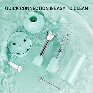 Immersion Hand Blender, ISILER 5-in-1 500-Watt Multi-Purpose Stick Blender with 860ml Food Chopper, 600ml Container, Milk Frother, Egg Whisk, 8-Speed for Puree Infant Food Smoothies Soups