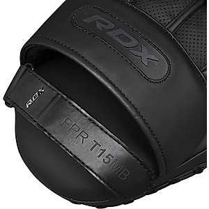 RDX Boxing Pads and Gloves Set, ConvEX Skin Leather Hook and Jab Target Focus Mitts with Punching gloves, Good for Muay Thai, Kickboxing, Martial Arts, Karate, Coaching and MMA Training Matte Black