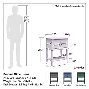 Ameriwood Home Franklin Accent Table with 2 Drawers, Graphite