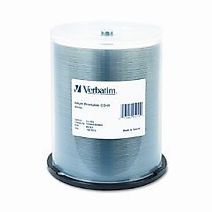 CD-R, 52x, 700MB, Inkjet Printable, White, 100/Spindle