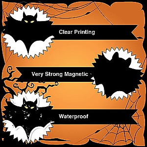 Whaline 16Pcs Halloween Refrigerator Magnets Black Bat Fridge Magnets Happy Halloween Magnet Bat Stickers Decorative for Locker Home Locker Garage Door Mailbox Microwave Cabinet Decal