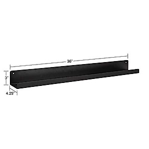 Kate and Laurel Mezzo Modern Metal Ledge Shelf, 36", Black, Contemporary Floating Accent Shelf