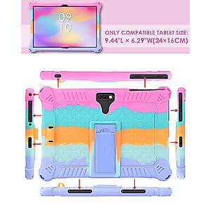 DETUOSI 10.1 inch Tablet Case Compatible with ZZB ‎YQ10S 10.1, ANTEMPER Touch 10.1, Gowin Touch 10.1, WECOOL WM1001R 10 inch, Soft Silicone Lightweight Case with Stylus Pen & Strap, Dazzling Pink