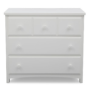 Delta Children 3 Drawer Dresser with Interlocking Drawers, Bianca White