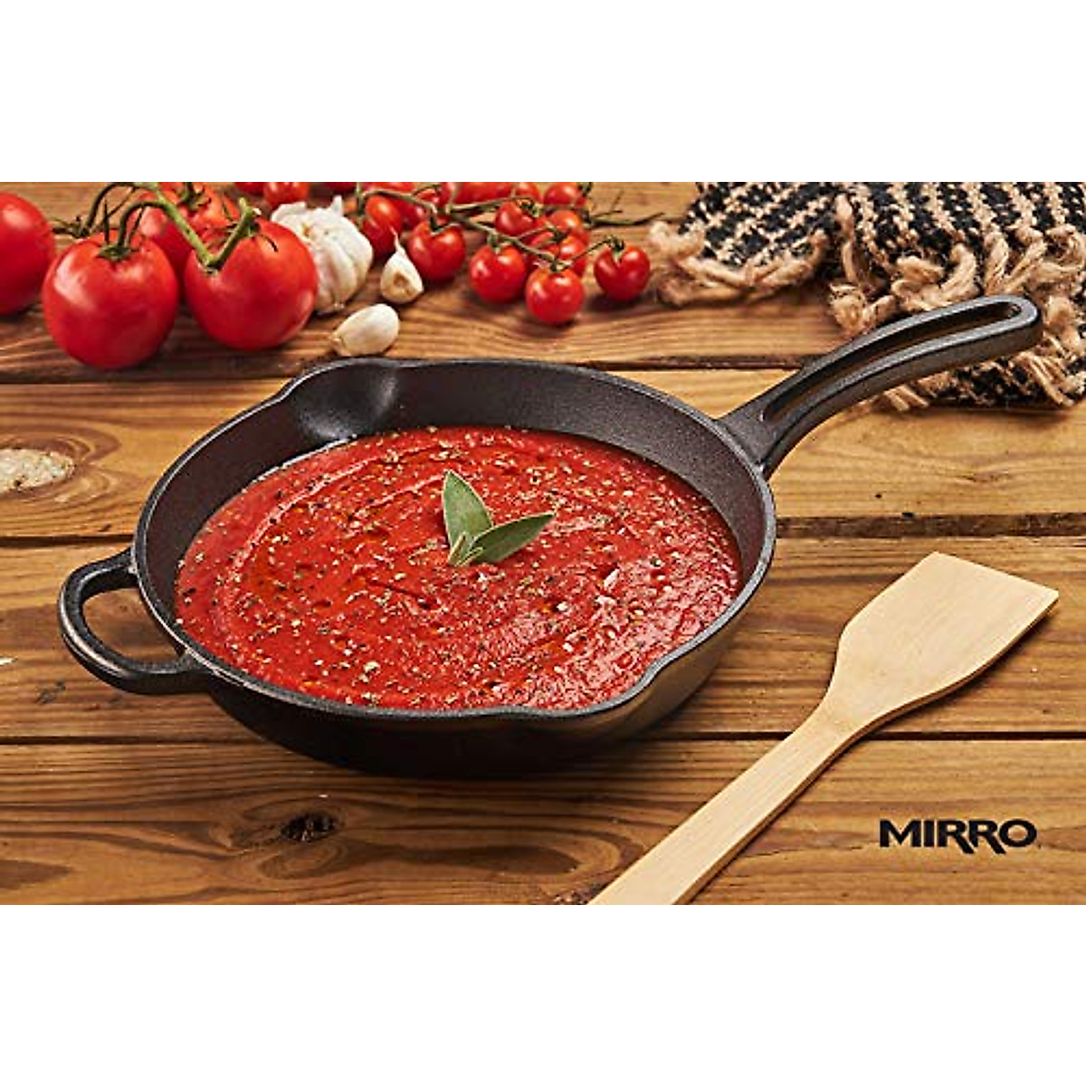 Mirro MIR-19053 12" Pre-Seasoned Ready to Use Round Cast Iron Skillet with Helper Handle, Black