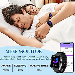 Pradory Smart Watch, Bluetooth Smartwatch with Heart Rate Blood Pressure Monitor, IP67 Waterproof Fitness Watch 1.6" Touch Screen Sports Tracker Watch for for Android iOS Phones Men Women Black