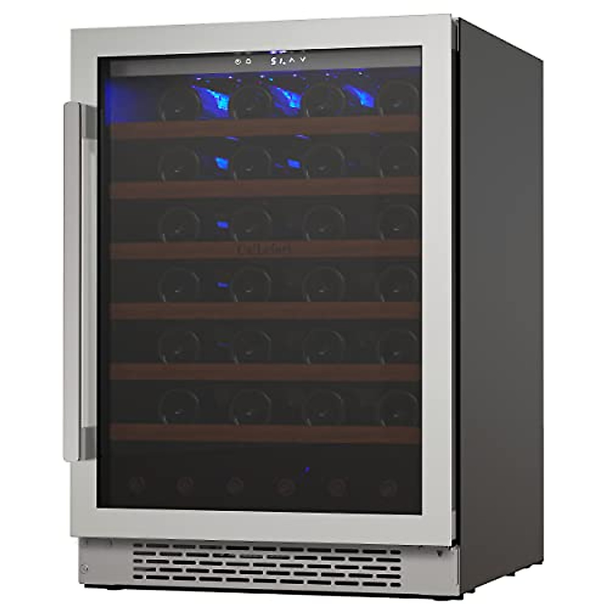 Ca'Lefort 24 Inch Wine Cooler, 54 Bottle Wine Fridge Single Zone with Modern Touch Intelligent Digital 40°-65°F Low Noise, Wine Cooler Refrigerator Built in or Freestanding for Home Kitchen