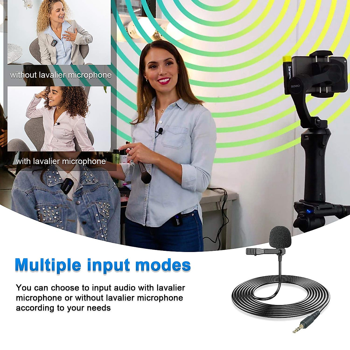 Saramonic Microphones Blink 500 B4 (TX+TX+RXDi), Dual-Channel Wireless Lavalier Microphone System for iPhone iOS Devices- Great for Vlogging, Filming, Recording, Live Stream