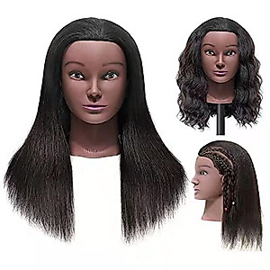 Mannequin Head 50% Human Hair Hairdresser Cosmetology Mannequin Manikin Training Head Hair and Free Clamp Holder (zhifa-2)