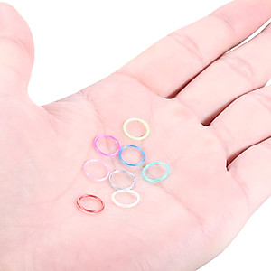 Oveta 20G Plastic Septum Nose Hoop Rings Retainer for Work Flexible Bioflex Cartilage Tragus Helix Lobe Earrings Piercing Jewelry Retainer Clicker Hoop Rings 5/16''