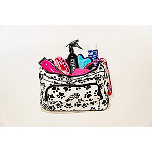 WAHL Professional Animal Travel Tote Bag with Zipper, Berry Paw Print Design (#97764-400), 9 Inches -Berry