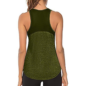 SSDXY Women's Workout Tee Top Mesh-Back Yoga Shirts Racerback Athletic Training Running Tank Tops Gym T-Shirt Blouse