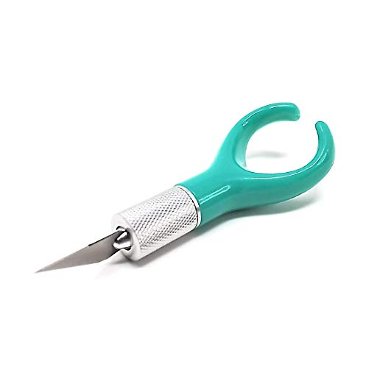 Excel Blades K71 Fingertip Craft Knife - 7 Inch Ergonomic Hobby Knife With Finger Loop - Crafting Supplies - Scrapbooking Knife and Cutting Tool For Precision Cutting and Trimming - Green Teal