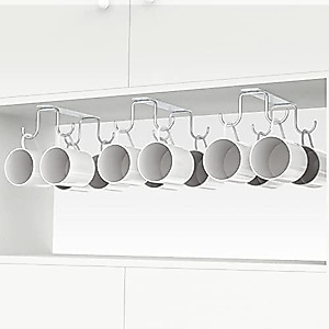 3PCS Mug Hooks Under Cabinet,Coffee Cups Holder with 12 Mug Hooks,Metal Mugs Hooks Under Shelf for Mugs,Coffee Cups and Kitchen Utensils (Silver)