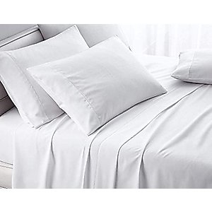 6 Piece Hotel Luxury Soft Cotton Premium Bed Sheets Set, Deep Pockets, Bedding Set White Solid, King/Standard - 76" x 80" Fits Mattress Upto 30-35 inches 620-TC