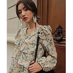 Sither Pearls Earrings for Women Dangle Pearls Earrings Studs Gold Pendant Chandelier Earrings Statement Boho Drop Earrings Jewelry for Gift for Her on Wedding Party