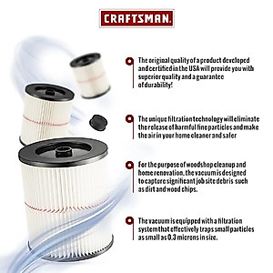 Super air Vacuum Cartridge Filter fits for Craftsman 17816