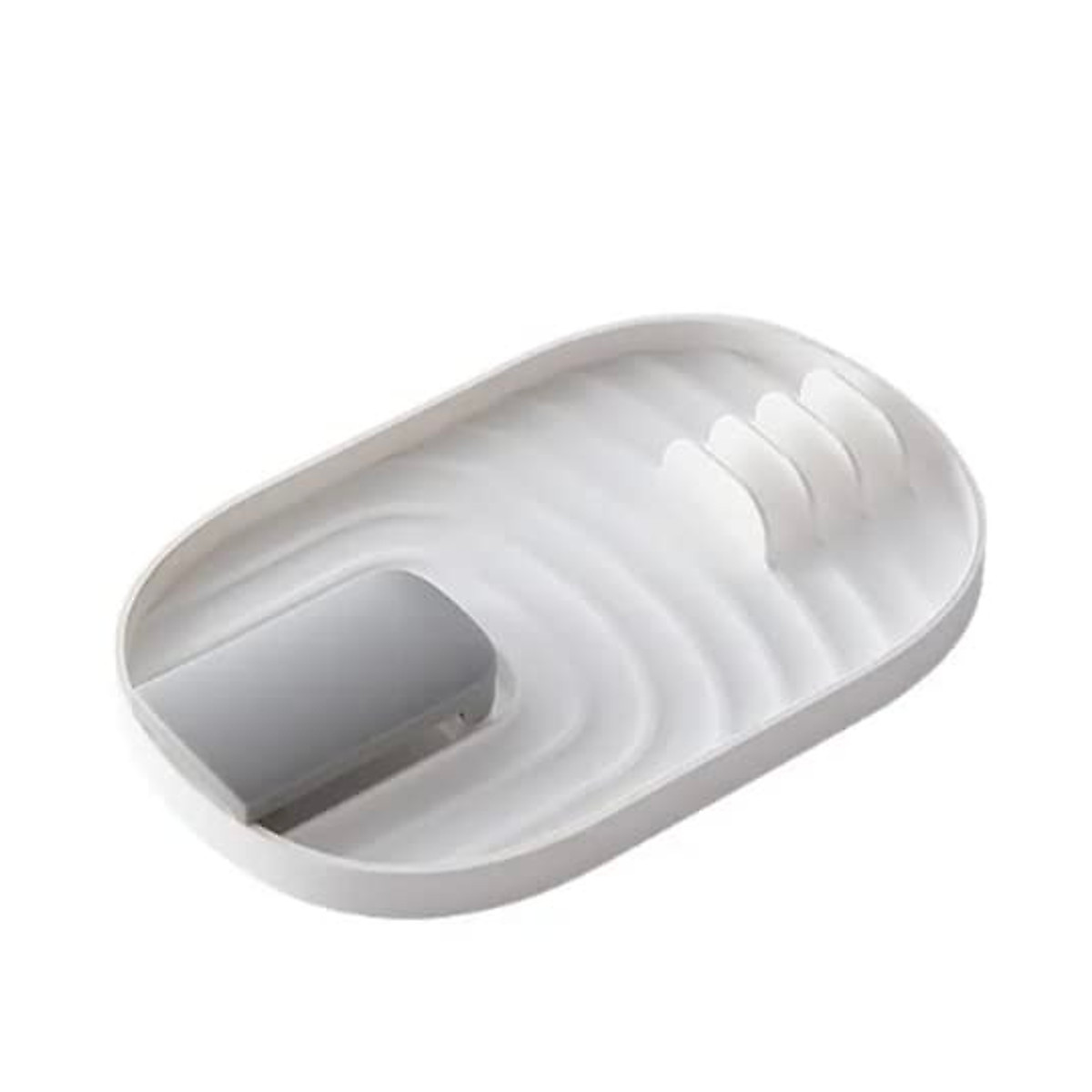 Multifunction Spoon Rest And Pot Lid Holder, Foldable Organizer Household Plastic Utensil Anti-Slip Pan Cover Holder Storage Rack Pot Lid Stand Spoon Shelf (White)