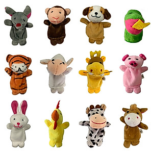 12 Pack Easter Eggs Filled with Animal Finger Puppets, Easter Basket Stuffers Surprise Easter Gifts Prefilled Mini Finger Plush Toys Hunt Party Favors for Kids
