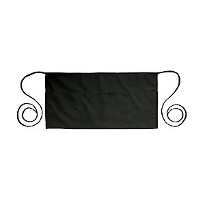 PLOYMONO 1 Pack Heavy Duty Waist Apron with 3 Pockets - Black Waitress Waiter Server Short Apron