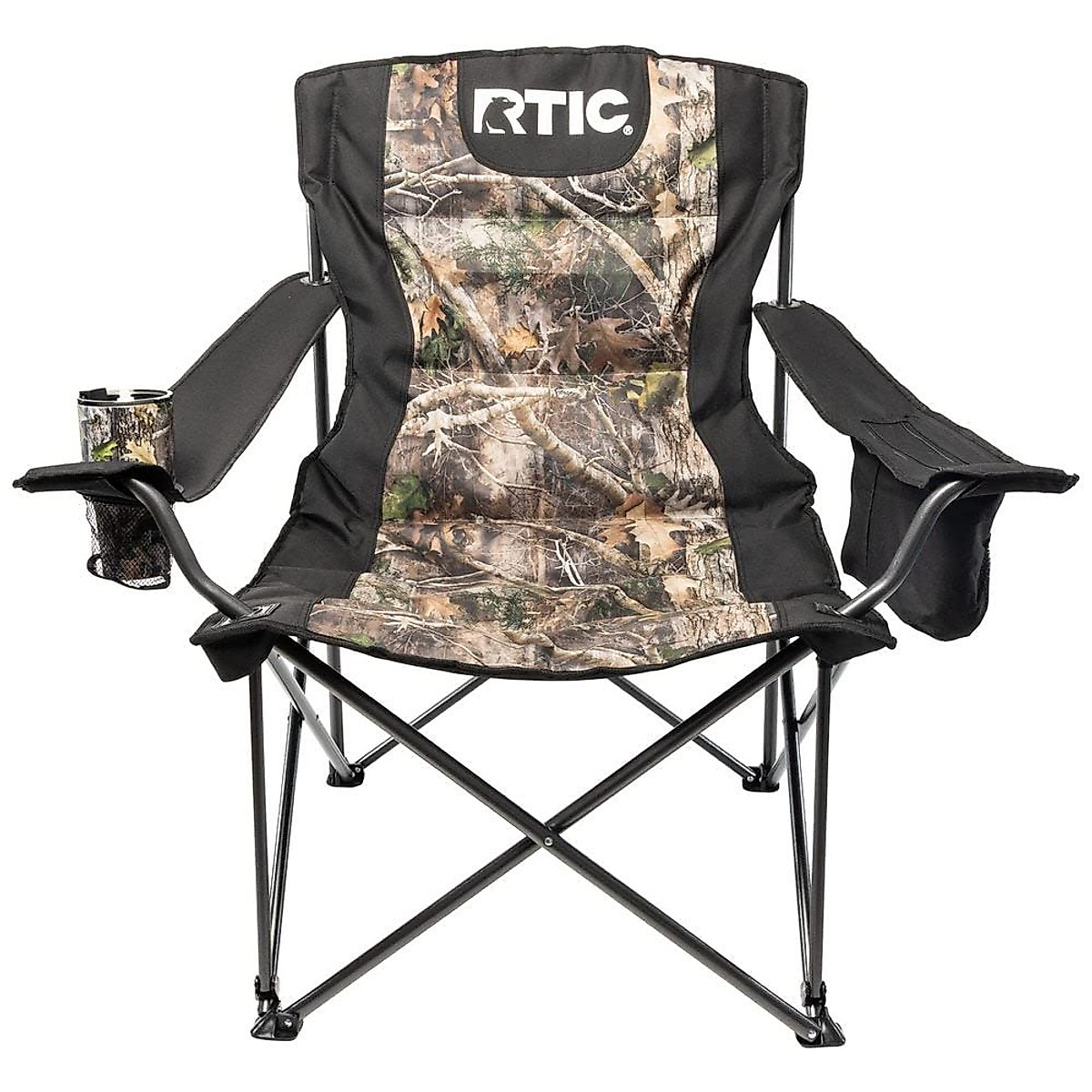 RTIC Big Bear Chair, Black/Camo, Portable Outdoor Camping Chair with Arm Rest, Folds Quickly for Easy Storage, 400lb Max Weight Capacity