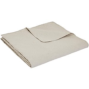 AmazonBasics Oversized Embossed Coverlet, Cream Floral, 220 x 240 cm