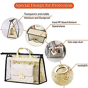 9 pack 3 Sizes Dust Bags for Handbags Storage Organizer Insert Purse Organizer for Closet with Handle and Zipper Clear Purse Storage Bags Space-saving