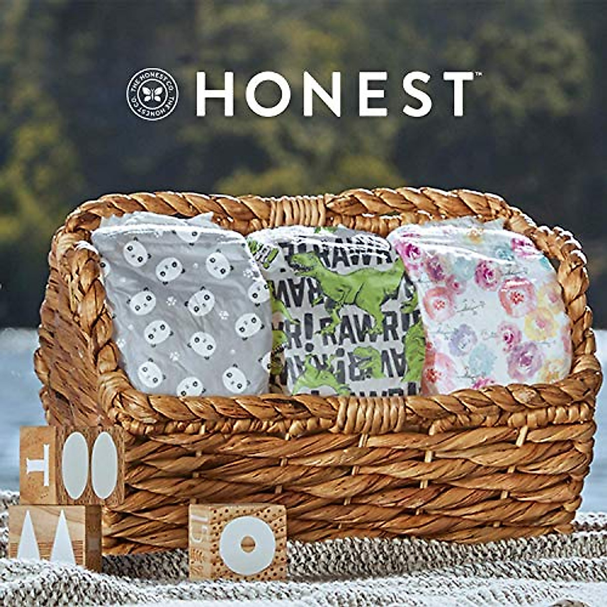 The Honest Company Diapers - Newborn Diapers, Size 0 - Multi-Giraffe Print | TrueAbsorb Technology | Plant-Derived Materials | Hypoallergenic | 128 Count
