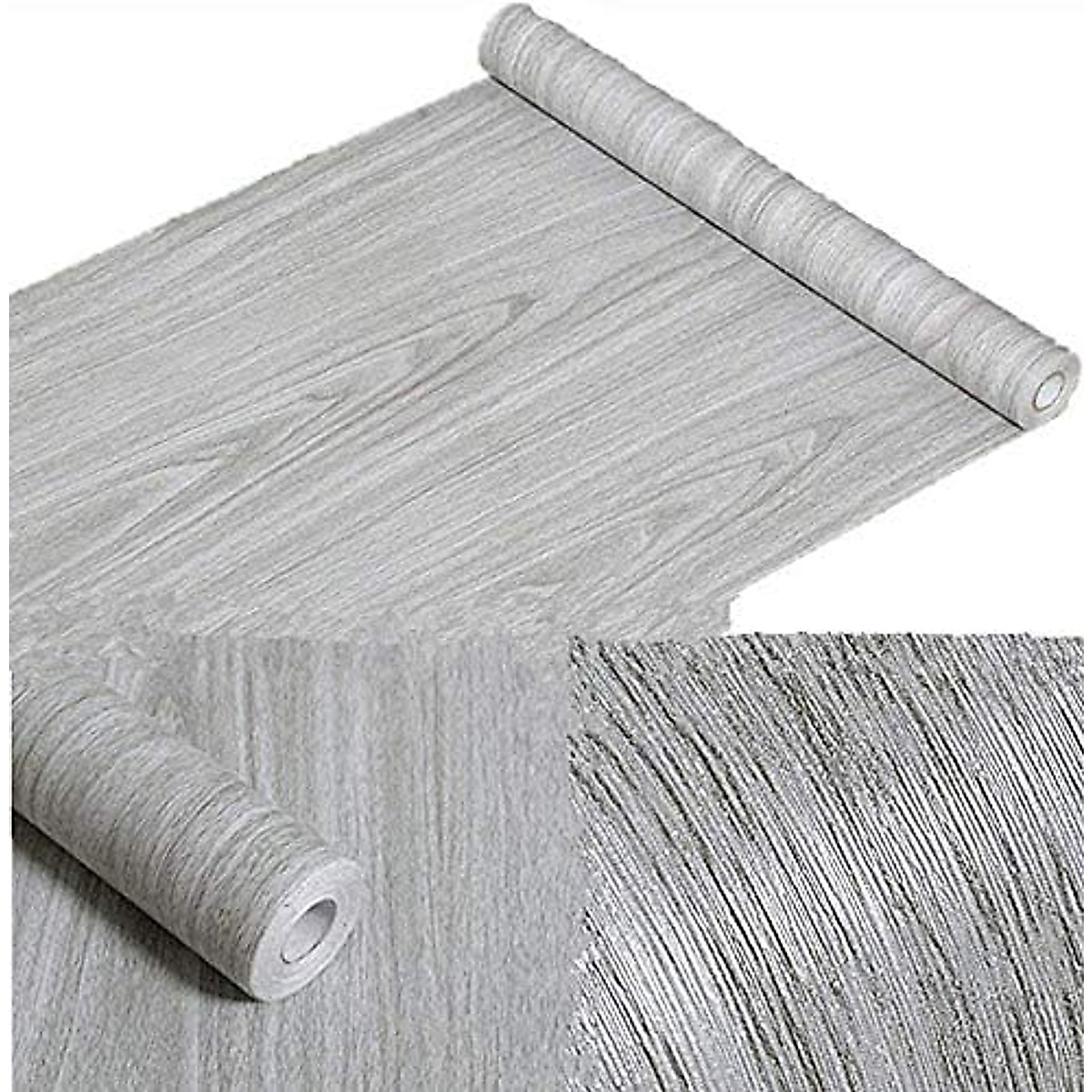 Amao Grey Wood Grain Paper Peel & Stick Wallpaper for Shelf Liner Counter Top Livingroom 17.7''x78.7''