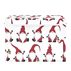 senya Large Storage Bins with Lids Large Closet Storage Bins Christmas Gnomes(6), Foldable Fabric Storage Boxes with Handle for Home Bedroom Office(228vb9g)
