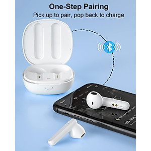 KMOUK True Wireless Earbuds, Qualcomm QCC3040 Bluetooth 5.2 Earbuds, IPX8 Waterproof Earphones, 4-Mic CVC8.0 Call Noise Reduction, 30H Playtime, in-Ear Stereo Headphones with Touch Control, White