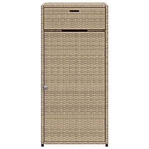 loibinfen Wicker Patio Garden Storage Cabinet, Outdoor Towel Rack & Pool Cabinet, Freestanding PE Rattan Wicker Storage Cabinet, Beige 21.7"x21.7"x43.7" Poly Rattan, -346