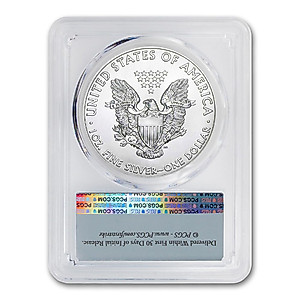 2003 (W) 1 oz American Silver Eagle Coin Gem Uncirculated (First Strike - Struck at West Point - Flag Label) $1 GEMUNC PCGS