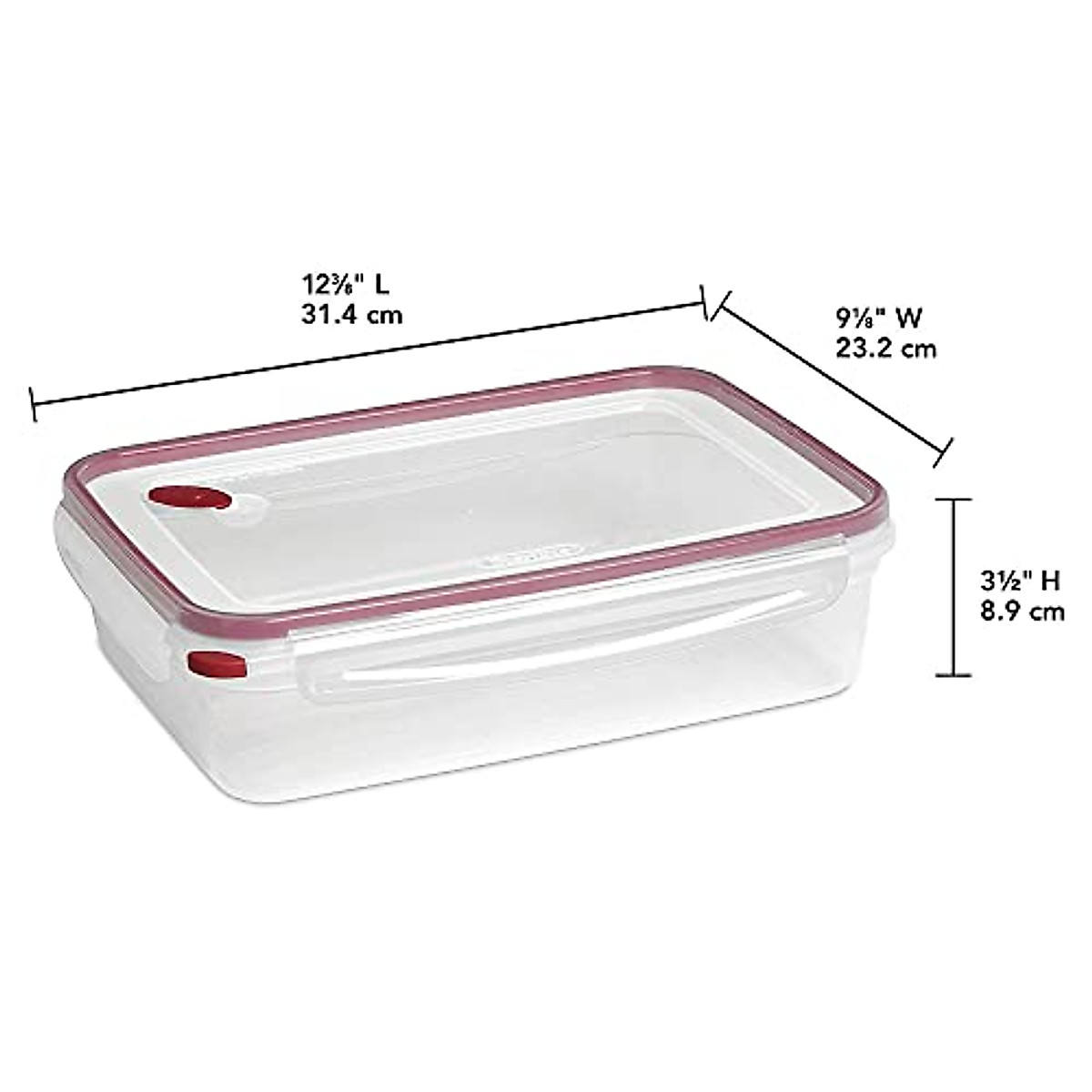 Sterilite 03426604 16.0 Cup BPA Free Rectangle UltraSeal Food Storage Container, For Meal Prep, Leftovers, or Work Lunch, Dishwasher Safe, Red 16 Pack